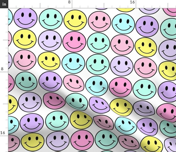 Pastel Smiley Faces Fabric Pastel Smilies by Blossom's - Etsy