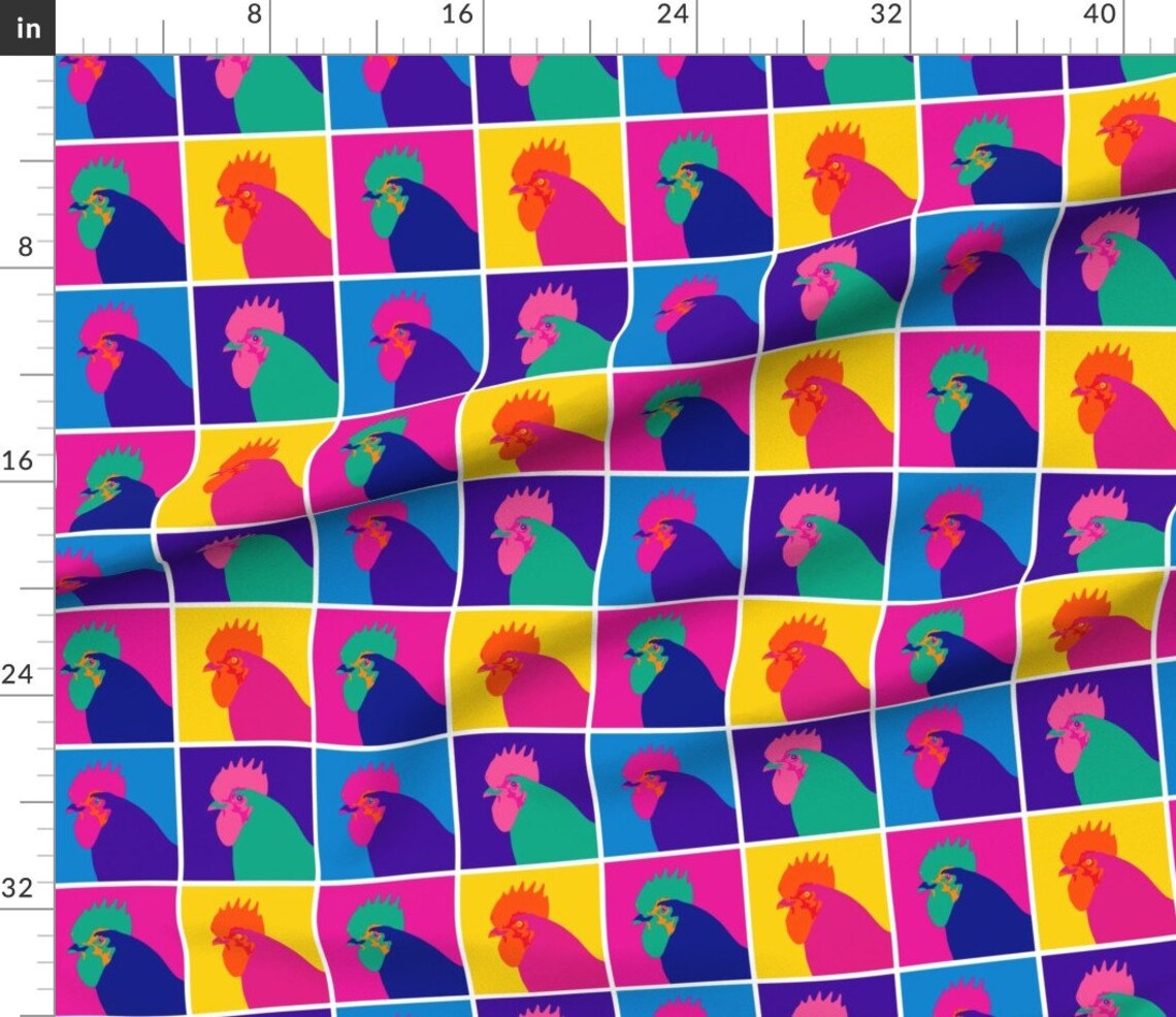 Chicken Fabric Pop Art Chicken Small by Mariafaithgarcia - Etsy