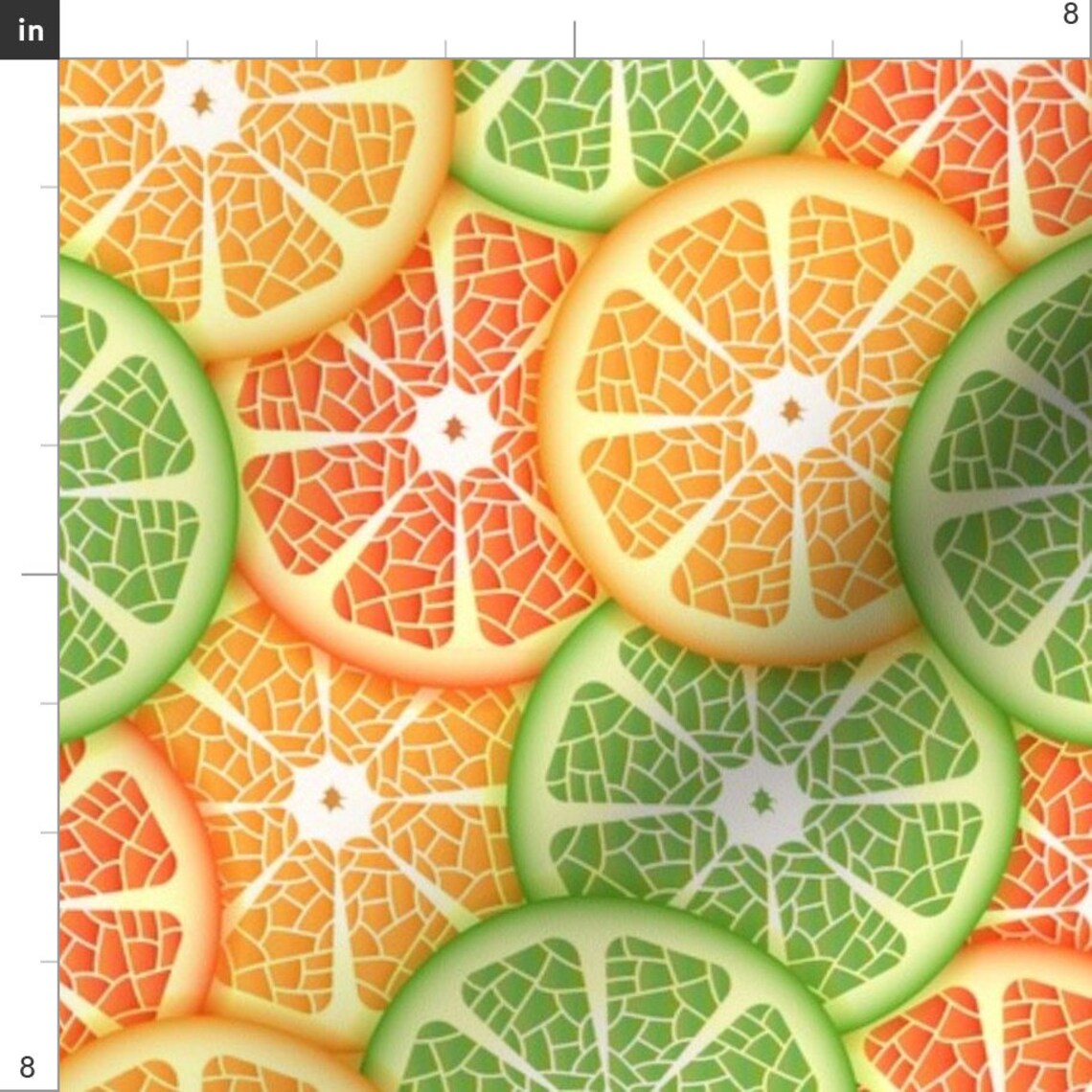 Summer Citrus Slices Fabric Citrus by Juliabadeeva Green | Etsy