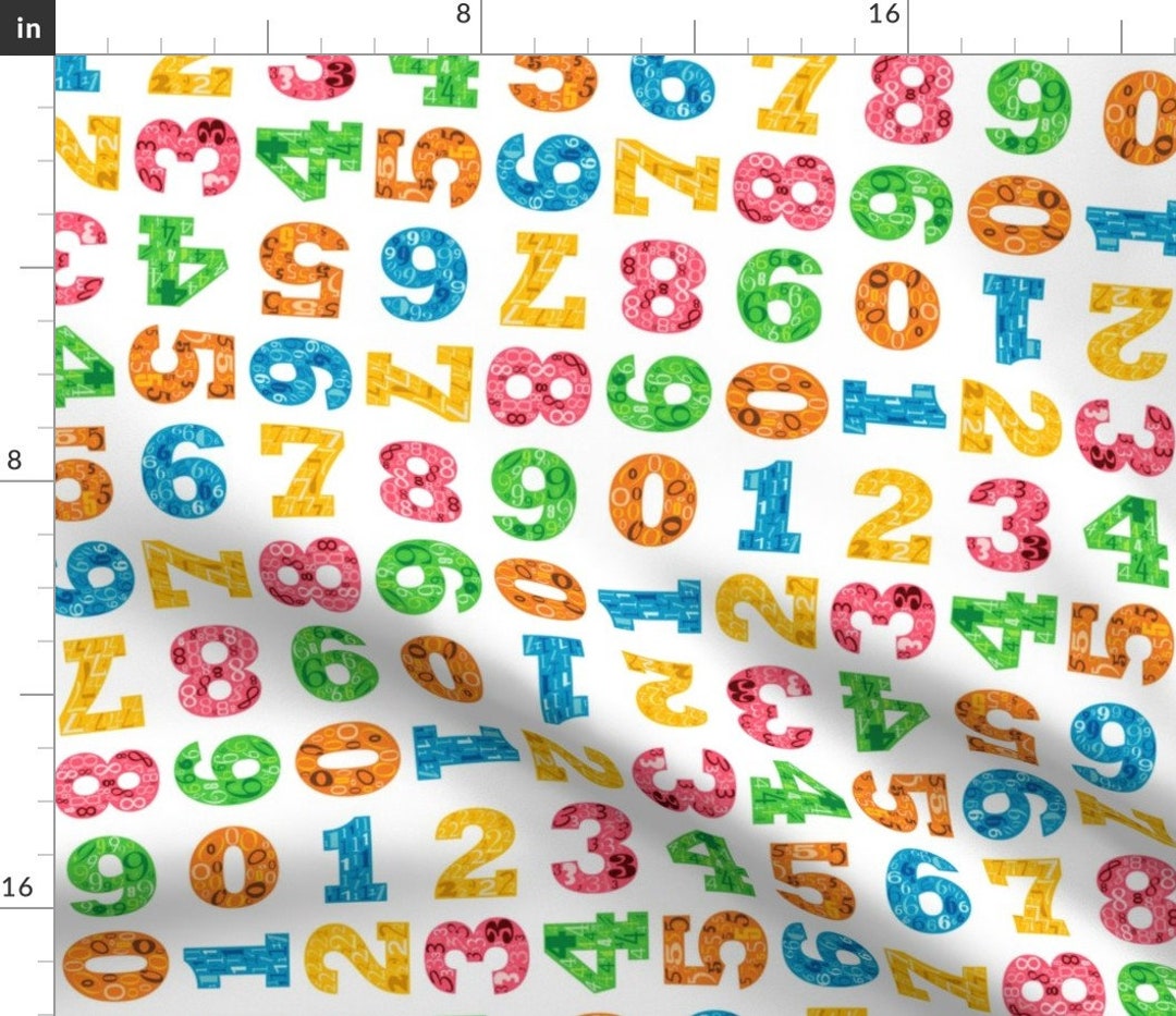 Numbers Fabric Numbers by Elizabethw Back to School Math - Etsy