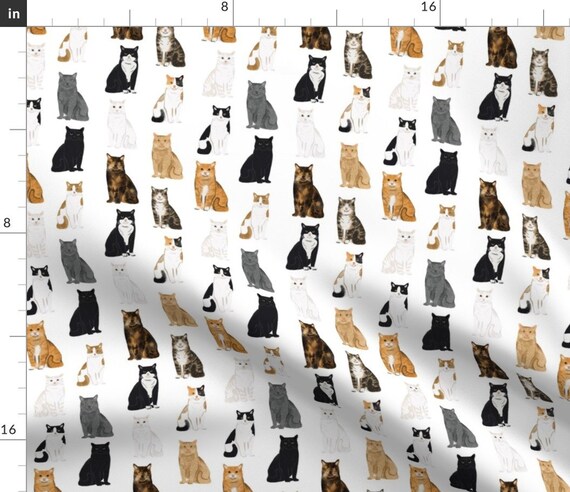 Cat Breed Fabric Cats Fabric Pattern Cat Breeds by | Etsy