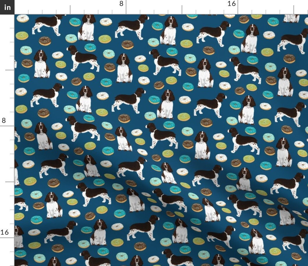 English Springer Spaniel Fabric Donuts Navy Design Springer | Etsy