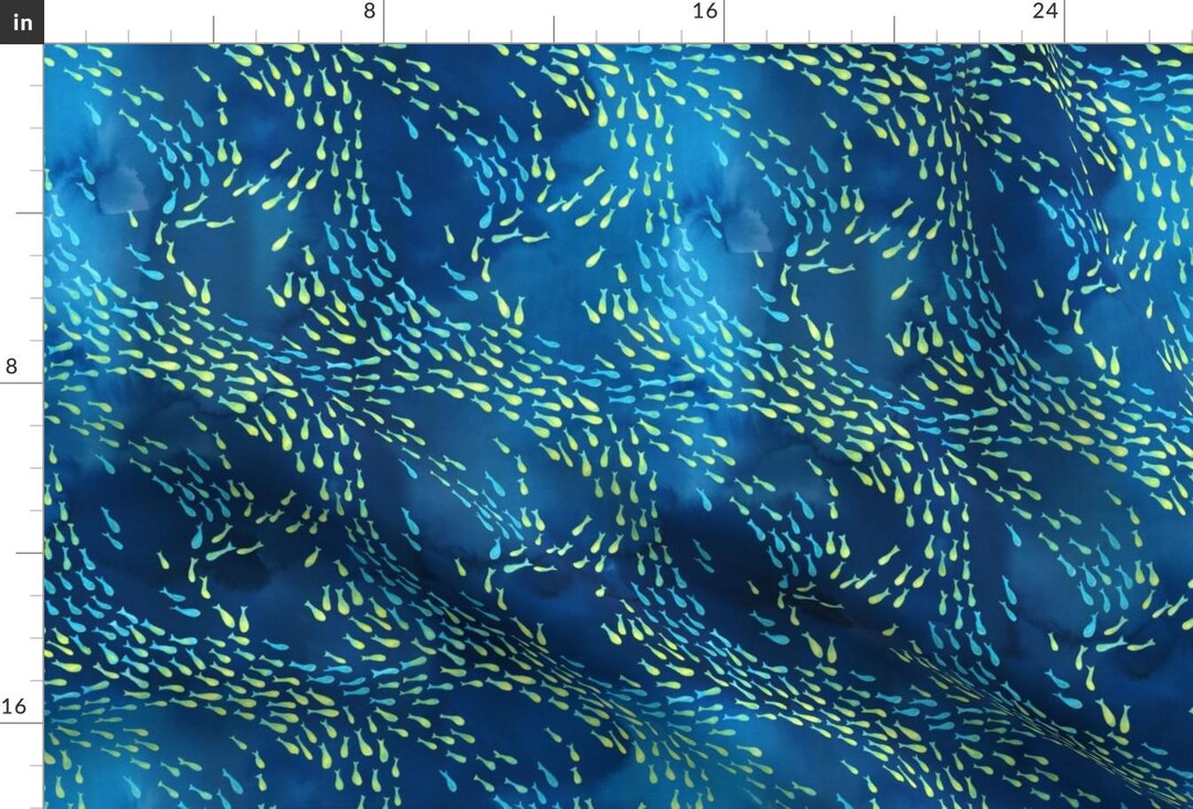 Abstract Ocean Fabric - Shoal of Fish by Marketa Stengl - Summer Ocean ...