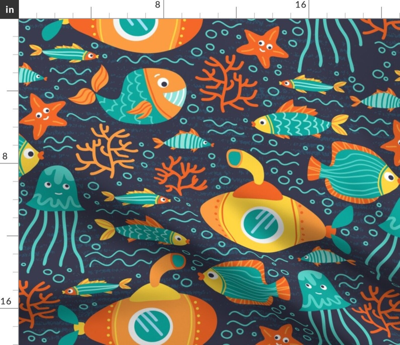 Nautical Colorful Tropical Fish Underwater Fabric Nautical - Etsy España