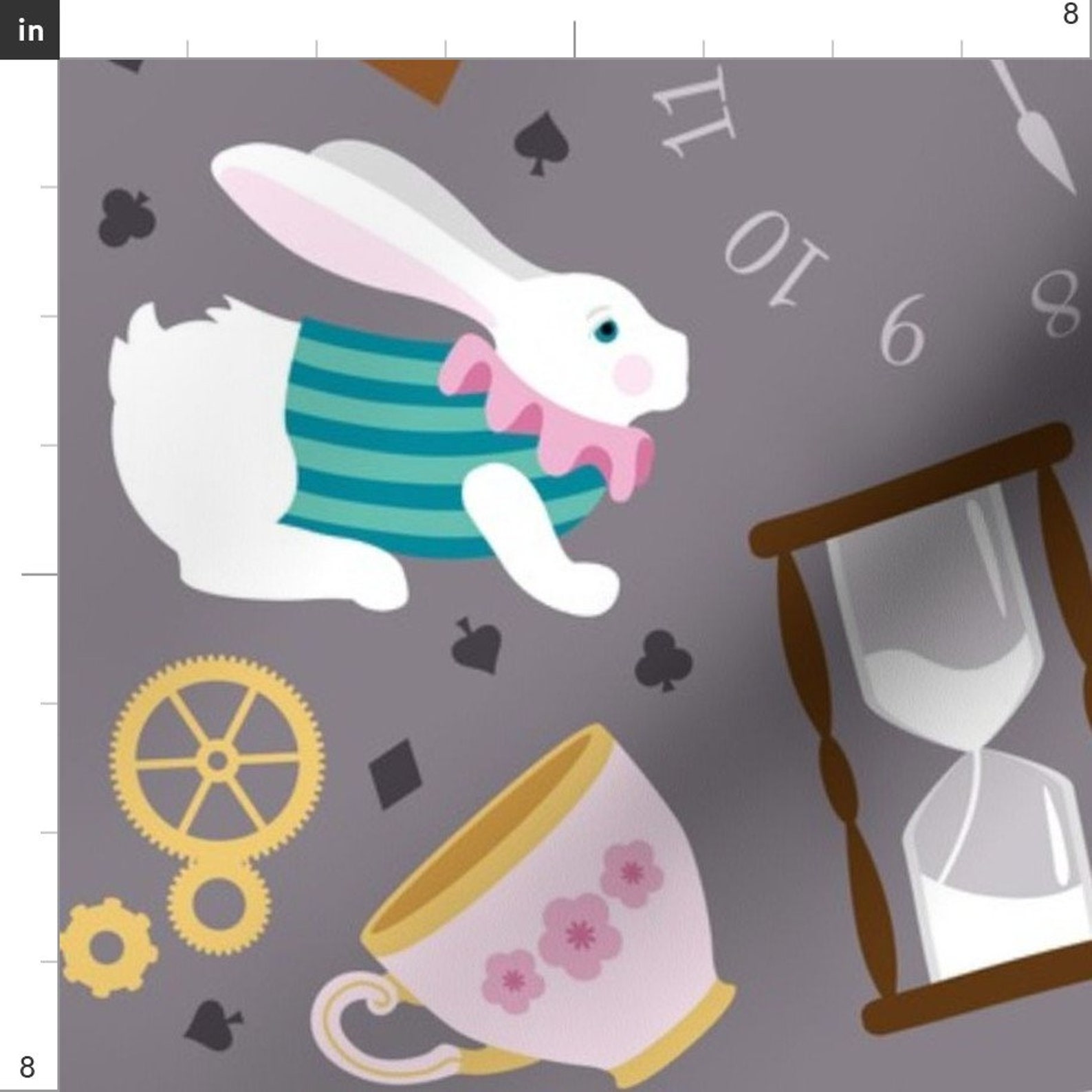 Clocks Fabric Late for the Party White Rabbit Teacups | Etsy