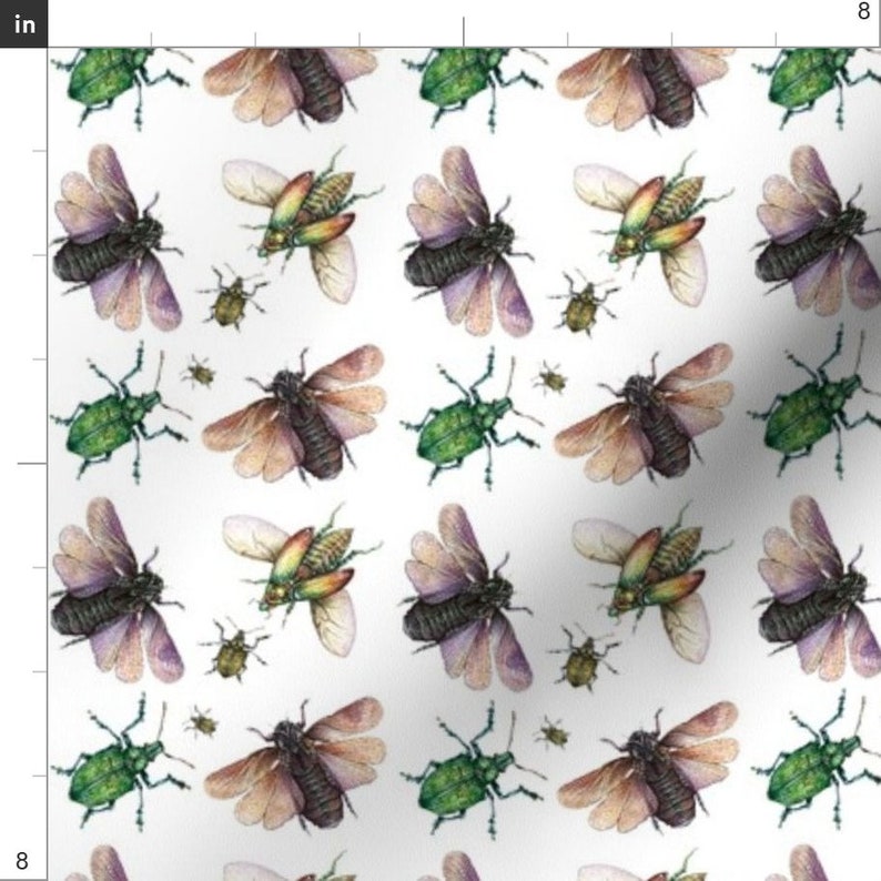 Whimsical Watercolor Insects Fabric Beautiful Bugs by Klaire - Etsy