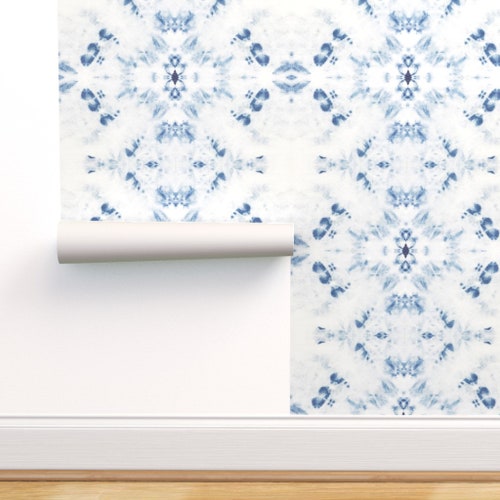 Tie Dye Wallpaper Orchid Indigo Michelle Mathis by | Etsy