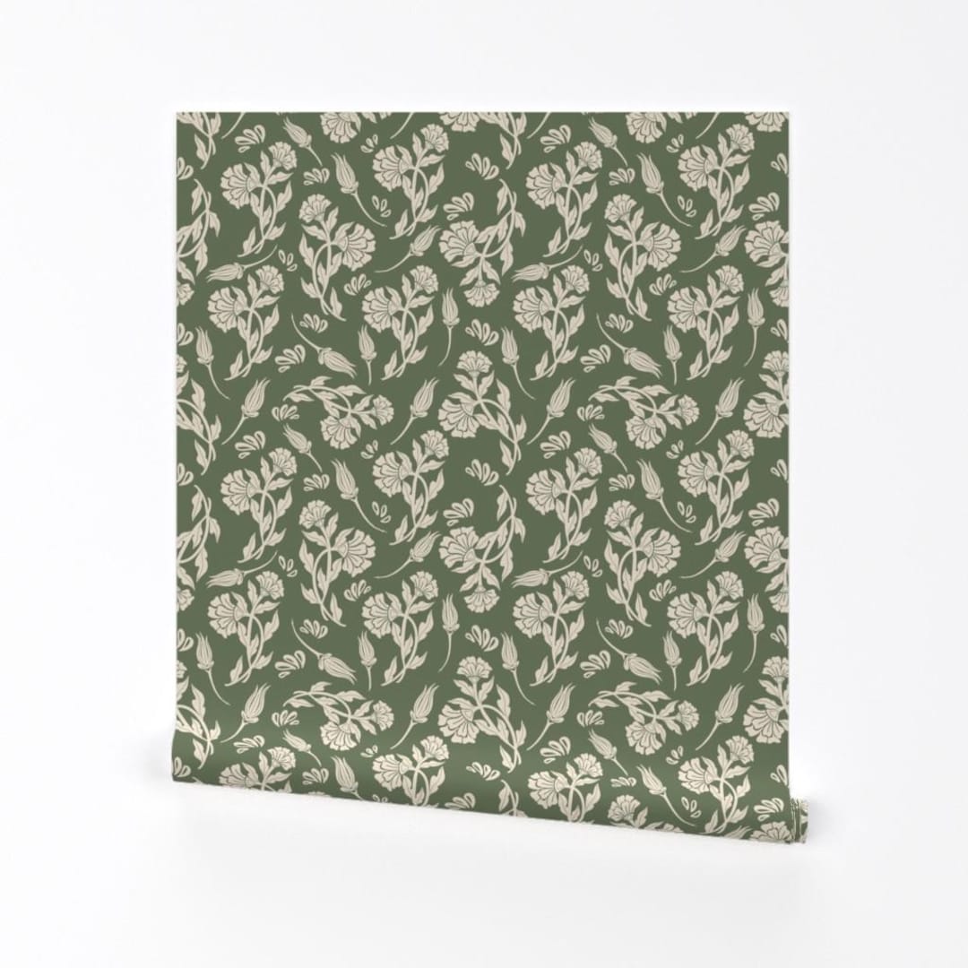 Rustic Boho Wallpaper - Boho Green by Mitalimdesigns - Autumn Floral ...