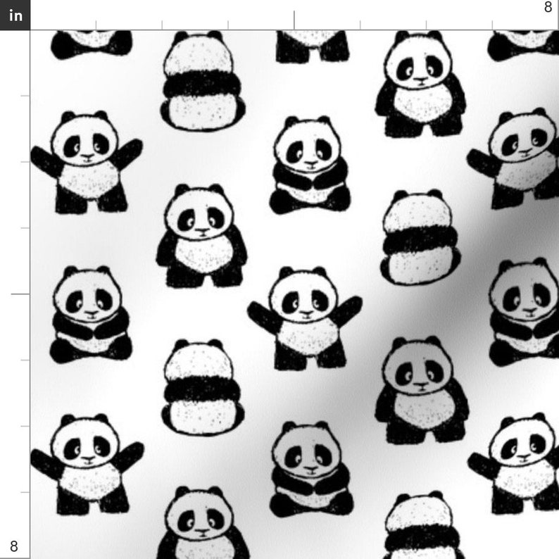 Panda Fabric Black and White Baby Nursery Toddler Small | Etsy
