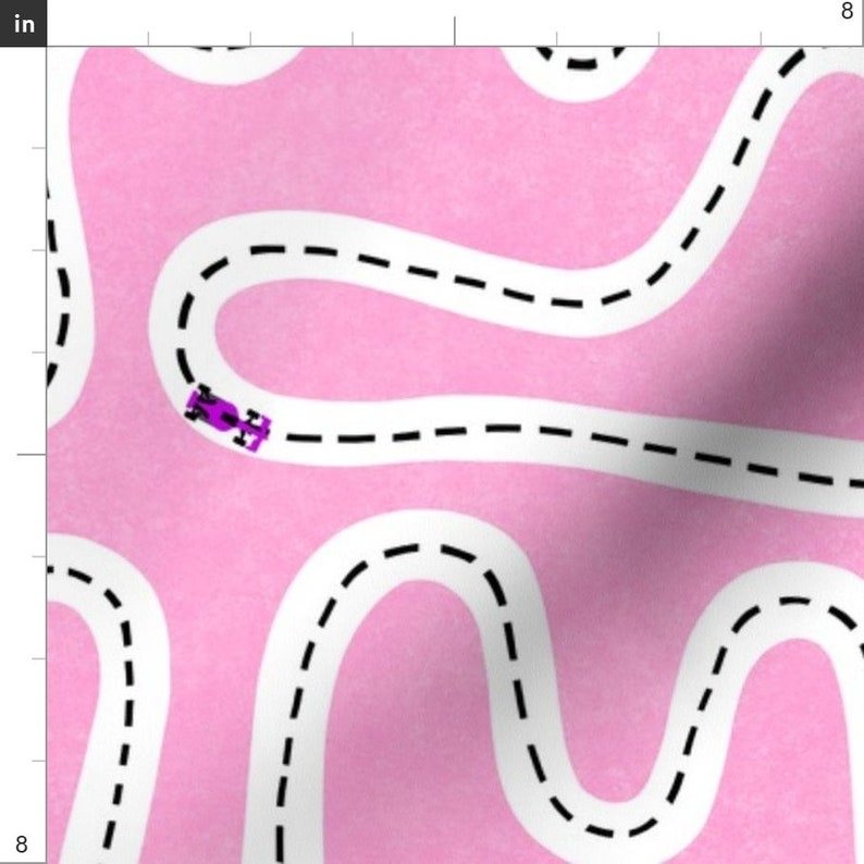 Pink Racecar Track Princess Awesome Fabric Speed Racers by - Etsy