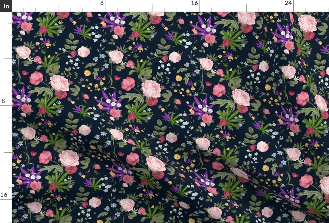 Cannabis Fabric - Cannabis Rose by Mischievousdesign - Black Pink Green ...