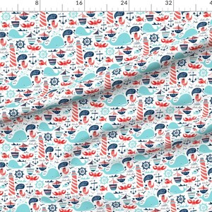 Nautical Fabric Ahoy Matey Summer Nautical by - Etsy