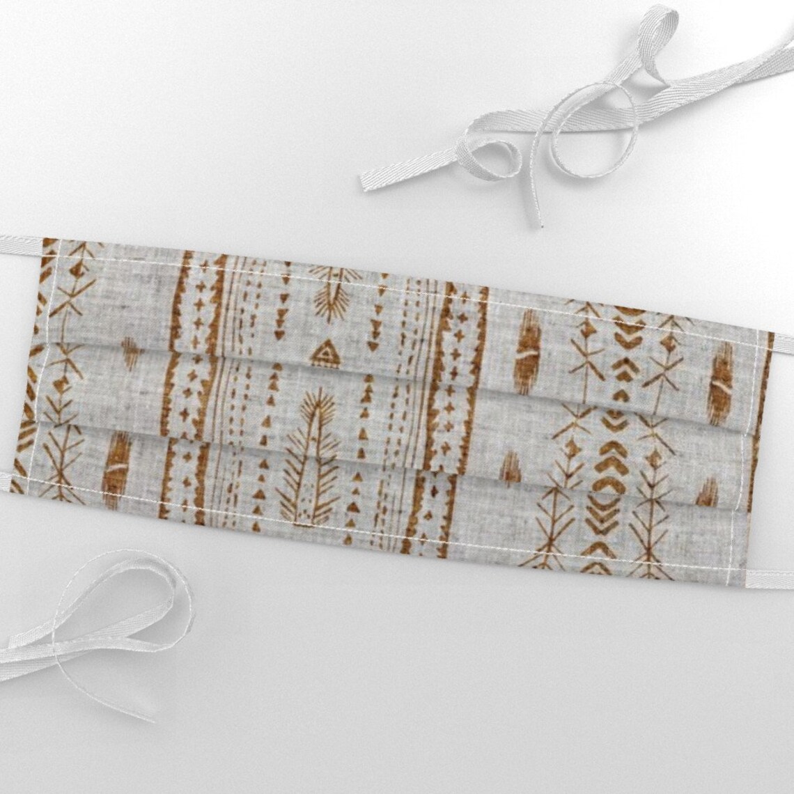 Stripes Brown Aztec Pattern Blue Fabric Atlantis Fleet - Etsy