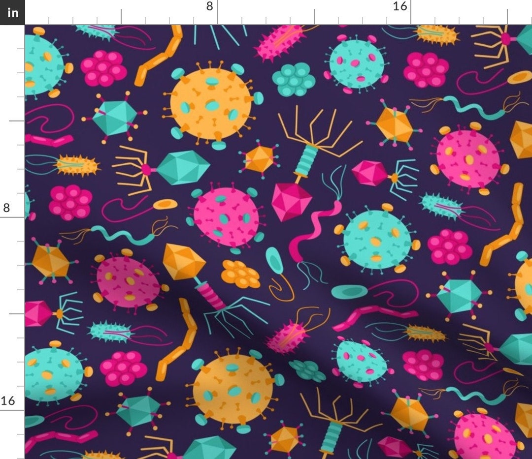 Nerd Fabric Viruses and Bacteria by Robyriker Purple Blue - Etsy