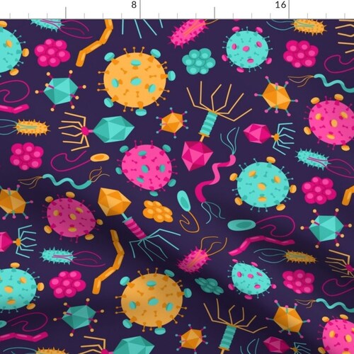 Nerd Fabric Viruses and Bacteria by Robyriker Purple Blue - Etsy