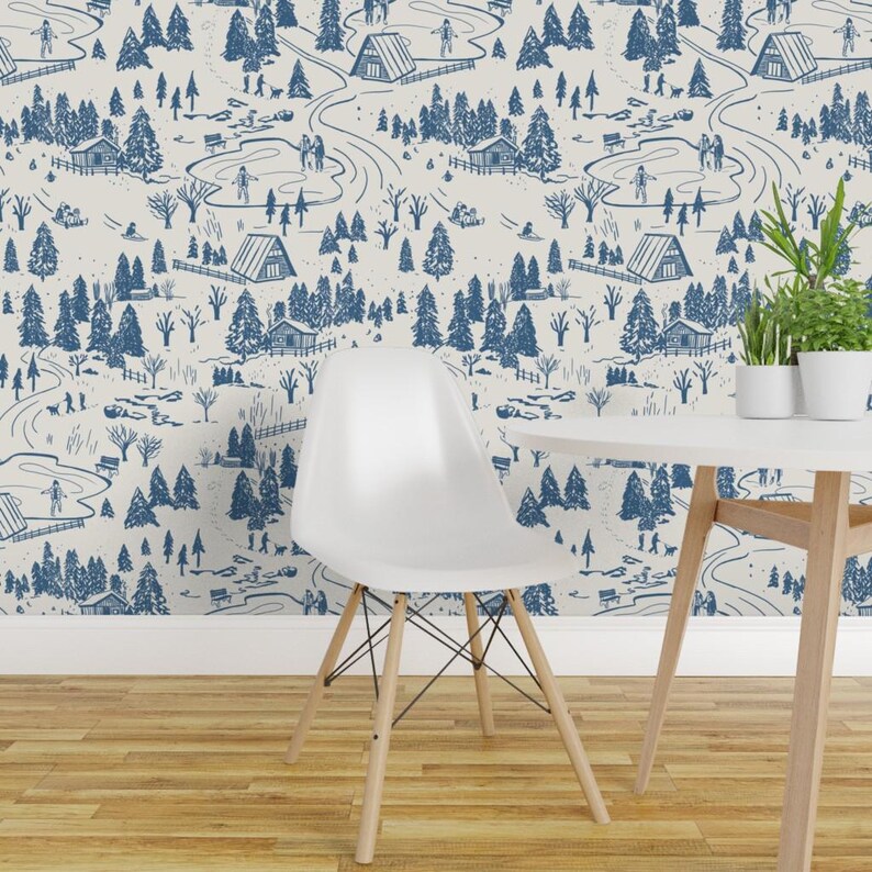Winter Cabin Removable Peel and Stick Wallpaper - Traditional Holidays ...