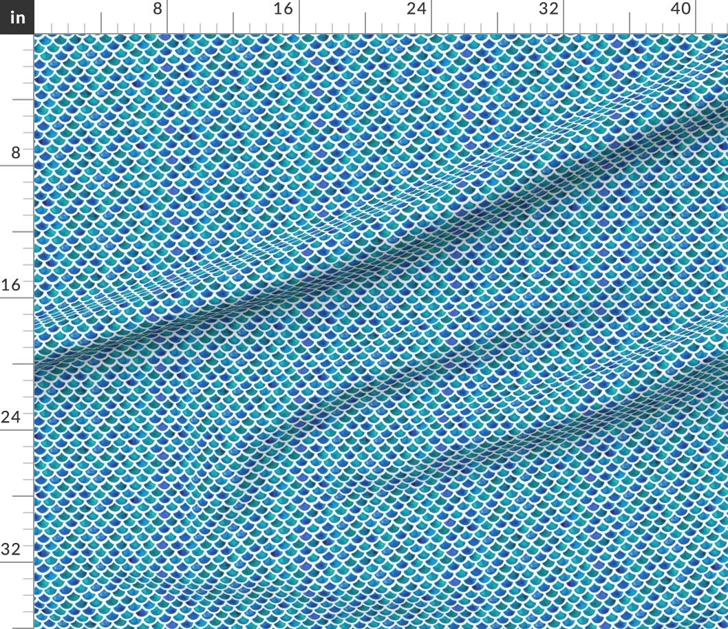 Mermaid Fabric Mermaid Scales in Blue and Green by Elena | Etsy