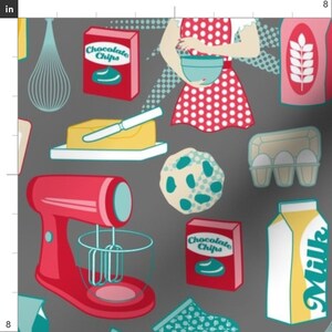 Retro Kitchen Fabric How to Bake A Pop Art Cookie by - Etsy
