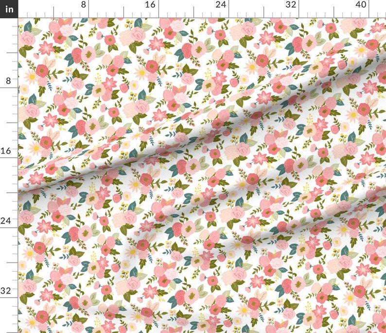 Spoonflower's Pretty in Pink Floral Fabric Designed by - Etsy