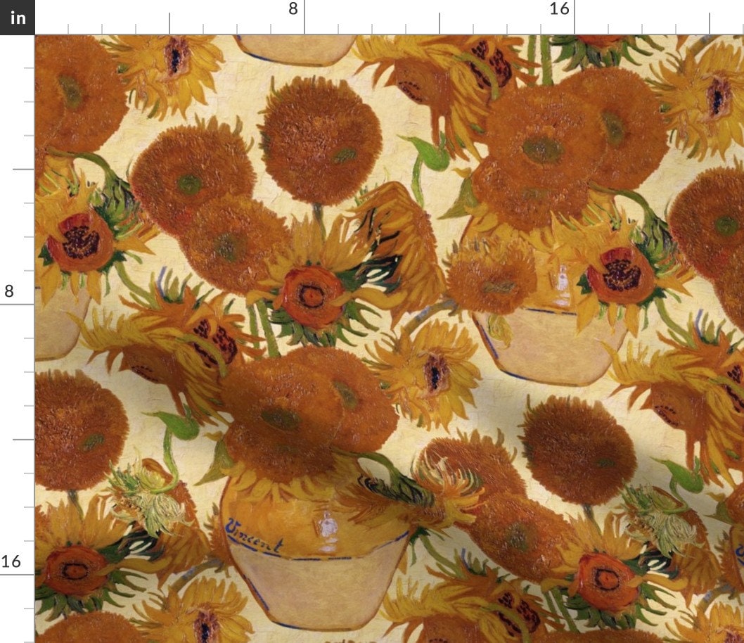 Sunflowers Fabric Vincent Van Gogh Vase With Fifteen | Etsy