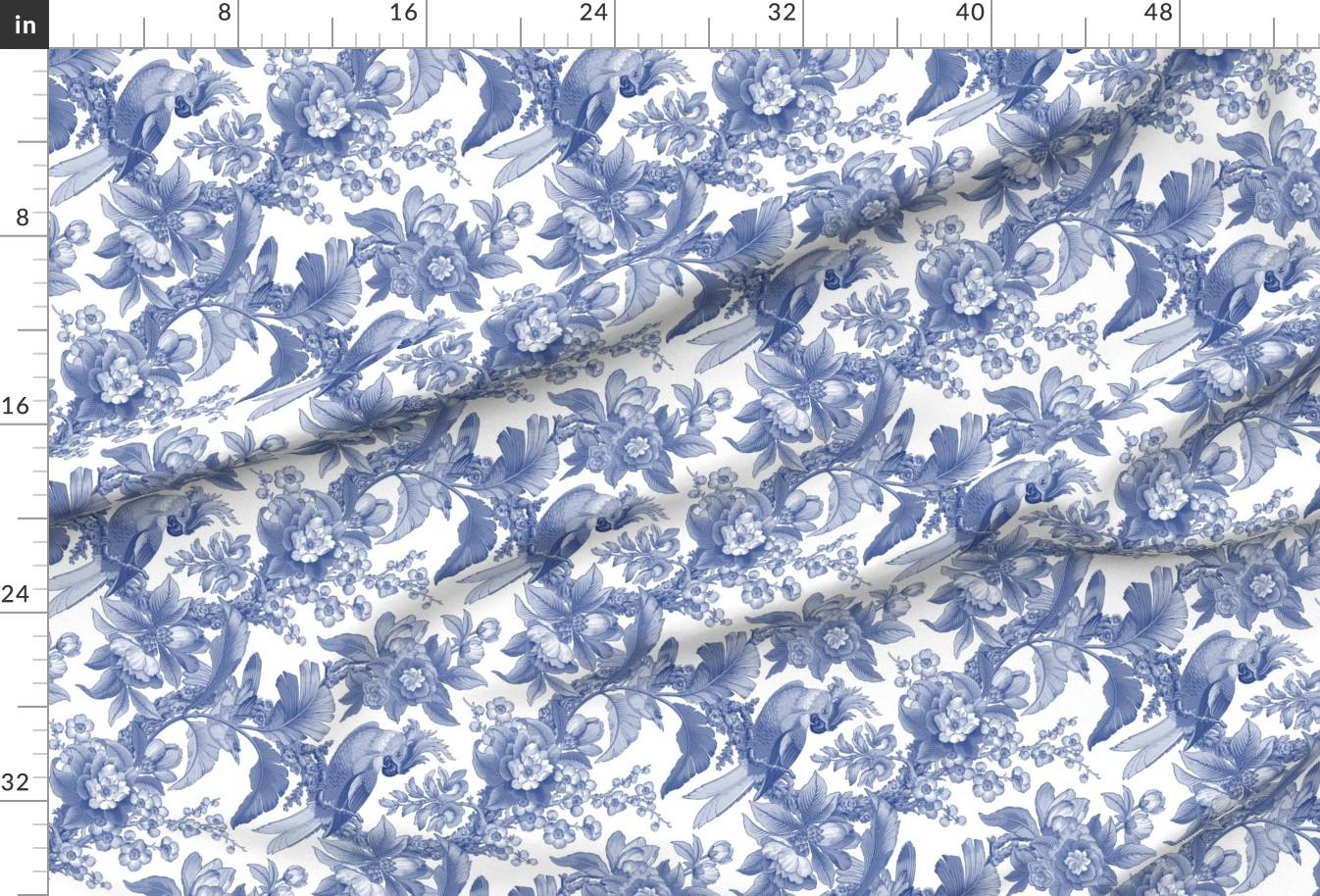Edwardian Blue Fabric - Edwardian Parrot ~ Blue and White ~ Rotated by ...