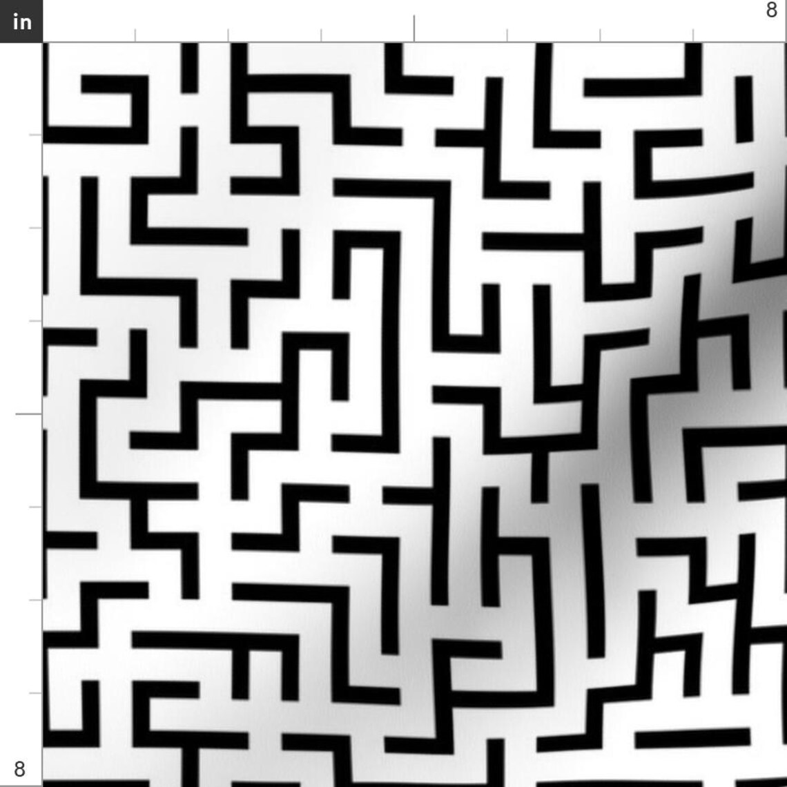 Labyrinth Fabric - My Own Labyrinth by Boyusya - Labyrinth Maze Black ...