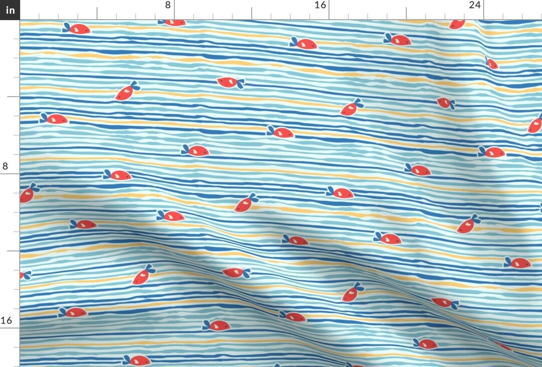 Little Red Fish Apparel Fabric - Red Fish in the Ocean by Gouribabshet ...