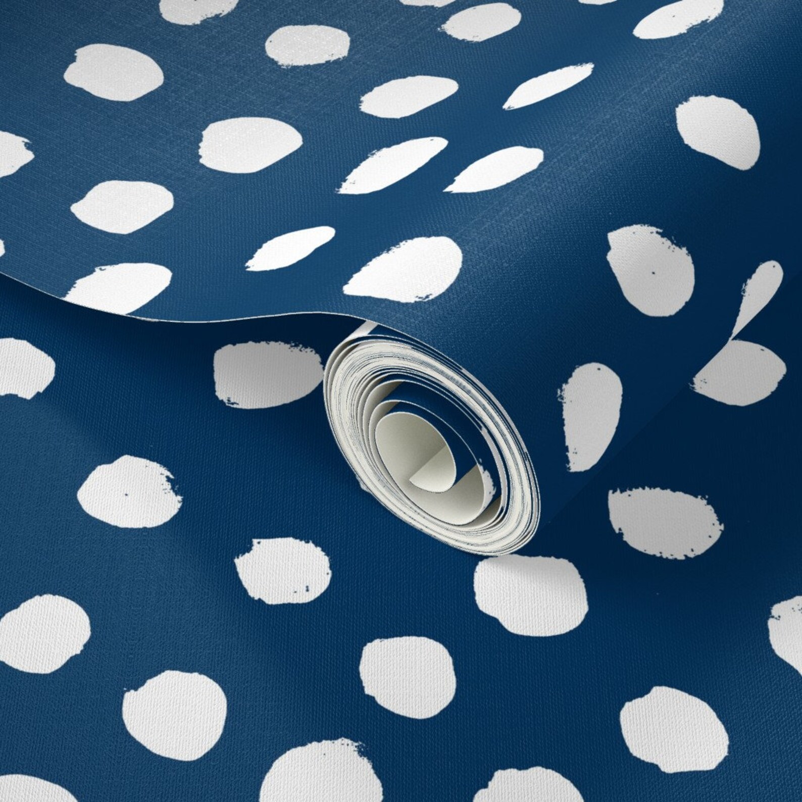 Dots Wallpaper Navy Painted Spots by Charlottewinter Navy - Etsy
