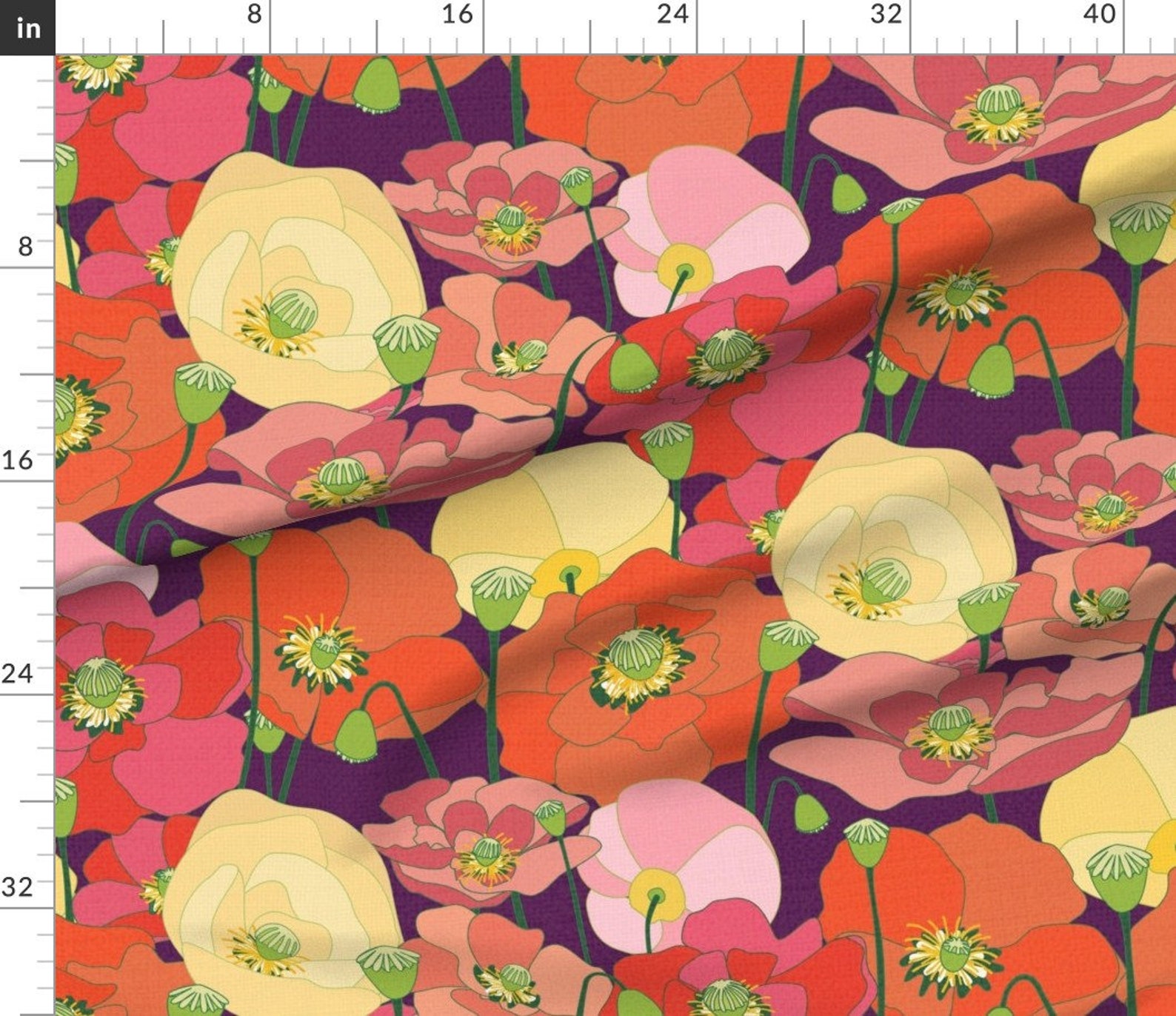 Large Scale Poppies Fabric Wild Poppy Meadow by - Etsy