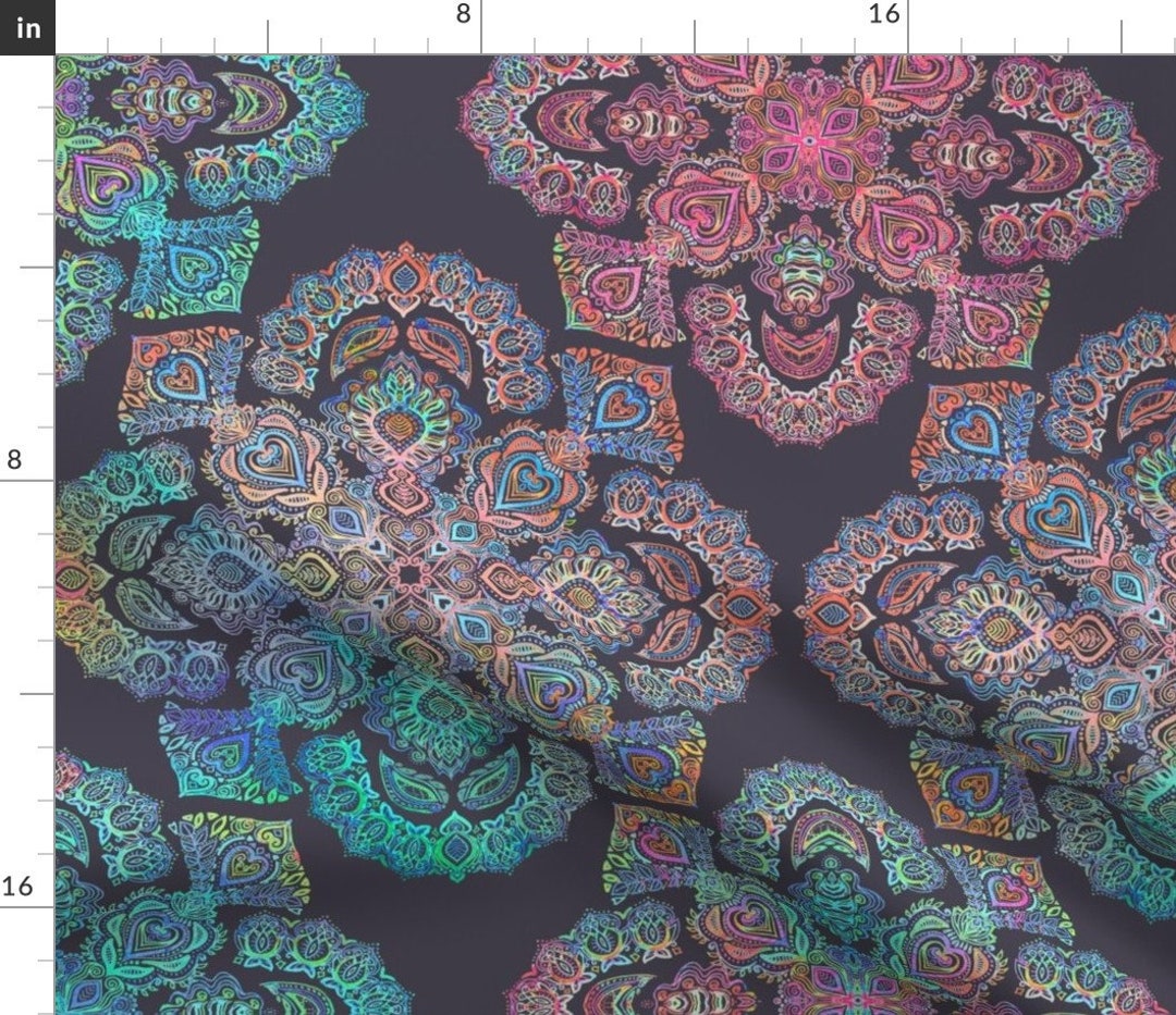 Bohemian Fabric Boho Intense Detailed Doodle Pattern in - Etsy