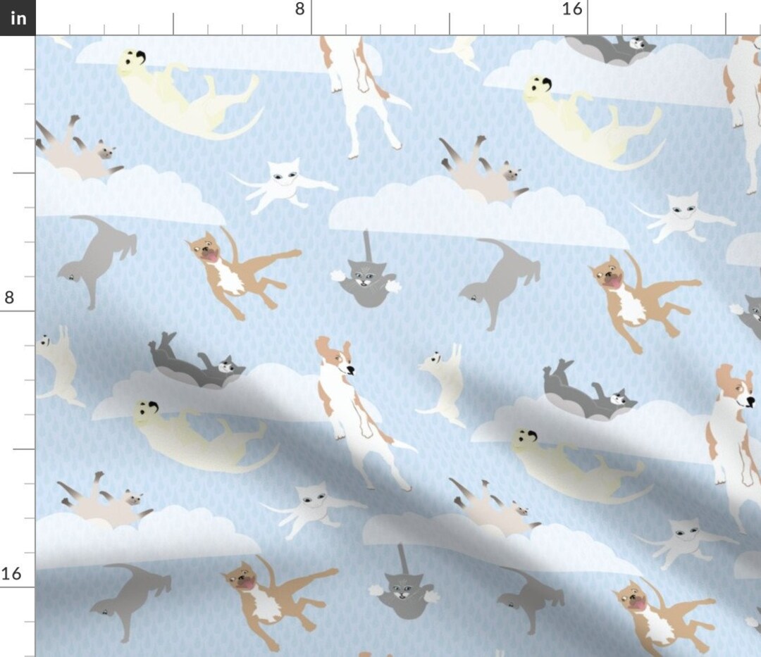 Raining Cats Dogs Fabric Raining Cats Dogs by Kayvandyken Nursery Decor ...