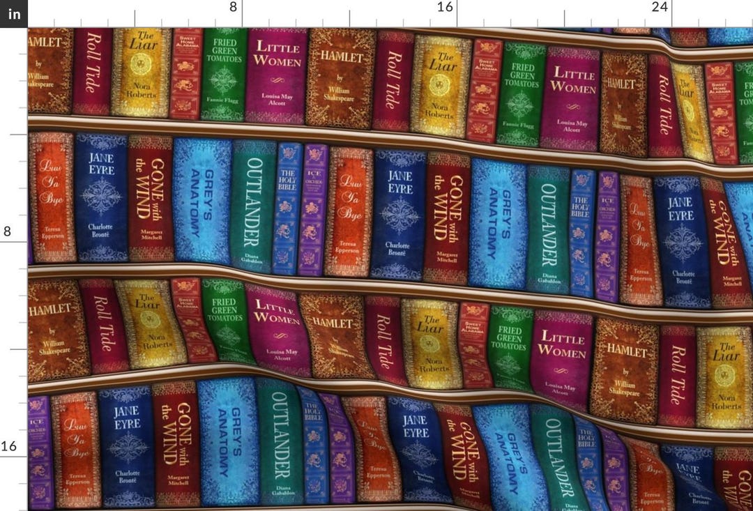 Bookshelf Fabric - Teresa's Bookshelf Small by Sssowers - Bookshelf ...