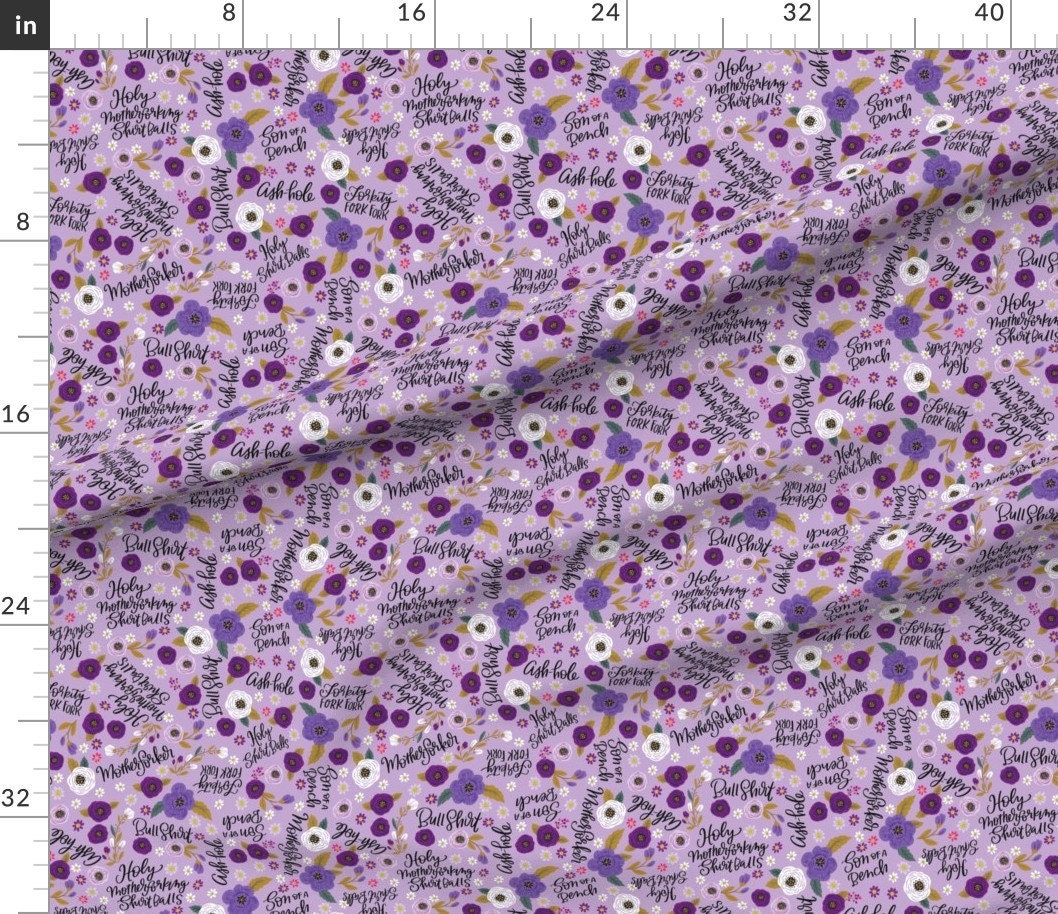 Swear Words Fabric Cute Not so Sweary Toss Purple by | Etsy