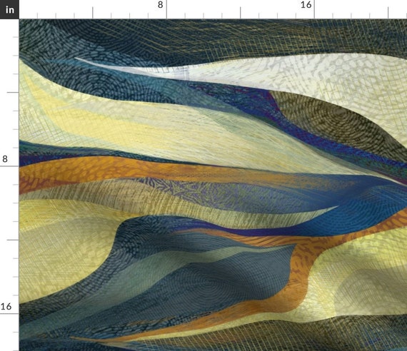 Large Scale Abstract Print Fabric Textured Waves By Wren | Etsy