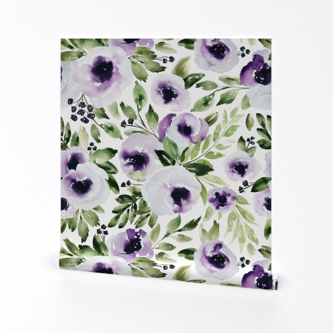 Violet Watercolor Wallpaper Violets in Bloom by Northeighty Violet ...