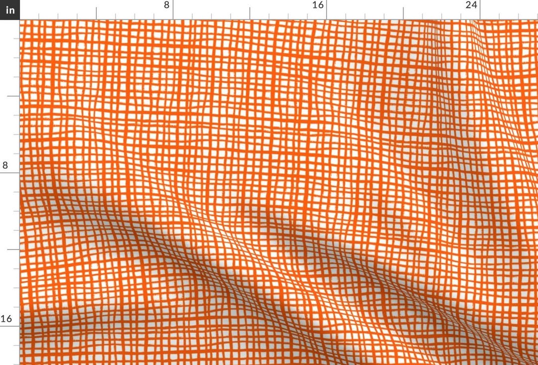 Orange Stripe Fabric - Orange Grid Painted Stripes Halloween Fabric by ...