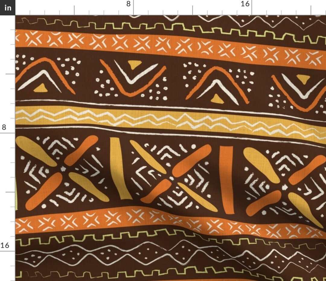 Orange African Stripe Fabric African Roots by Sansan - Etsy