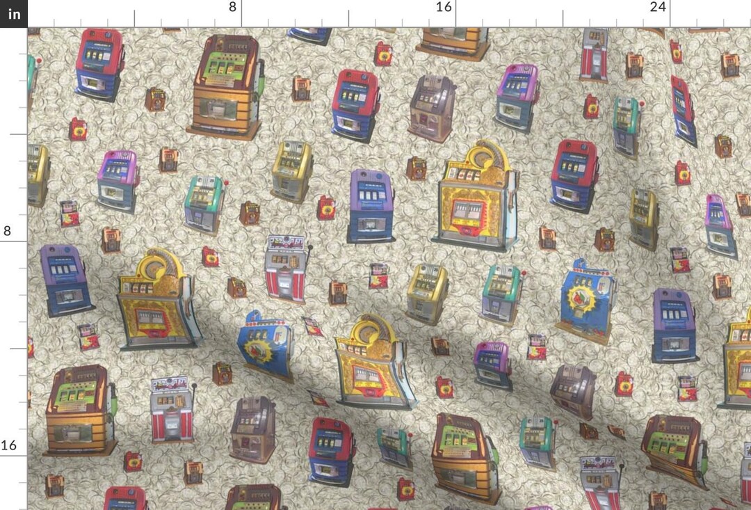 Slot Machine Fabric - Dean's Slot Machines Coins by Midcoast Miscellany ...
