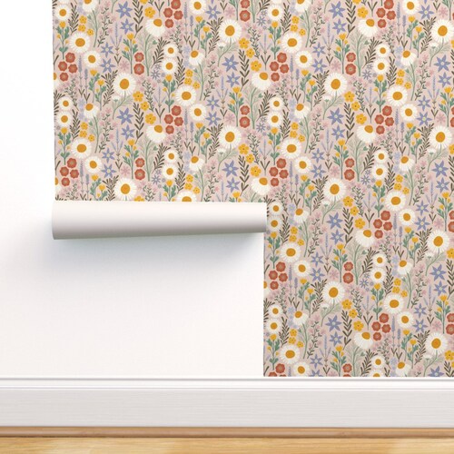 British Florals Wallpaper British Spring Meadow by - Etsy