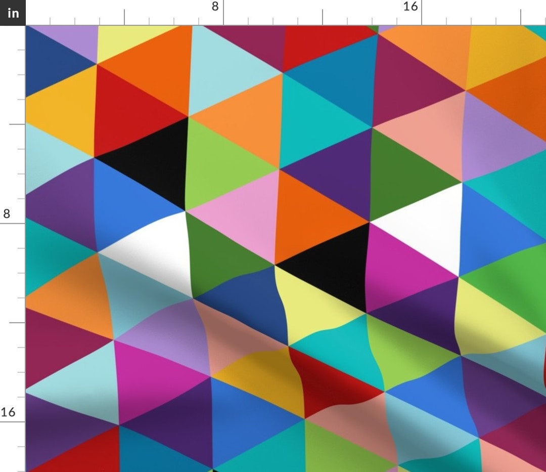 Geometric Fabric Colorful Geometric Triangle Cheater Quilt Pattern by ...