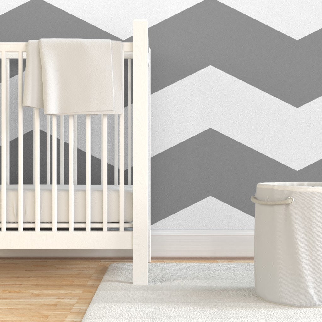 Gray Wallpaper Chevrons Grey White by Peacoquettedesigns - Etsy