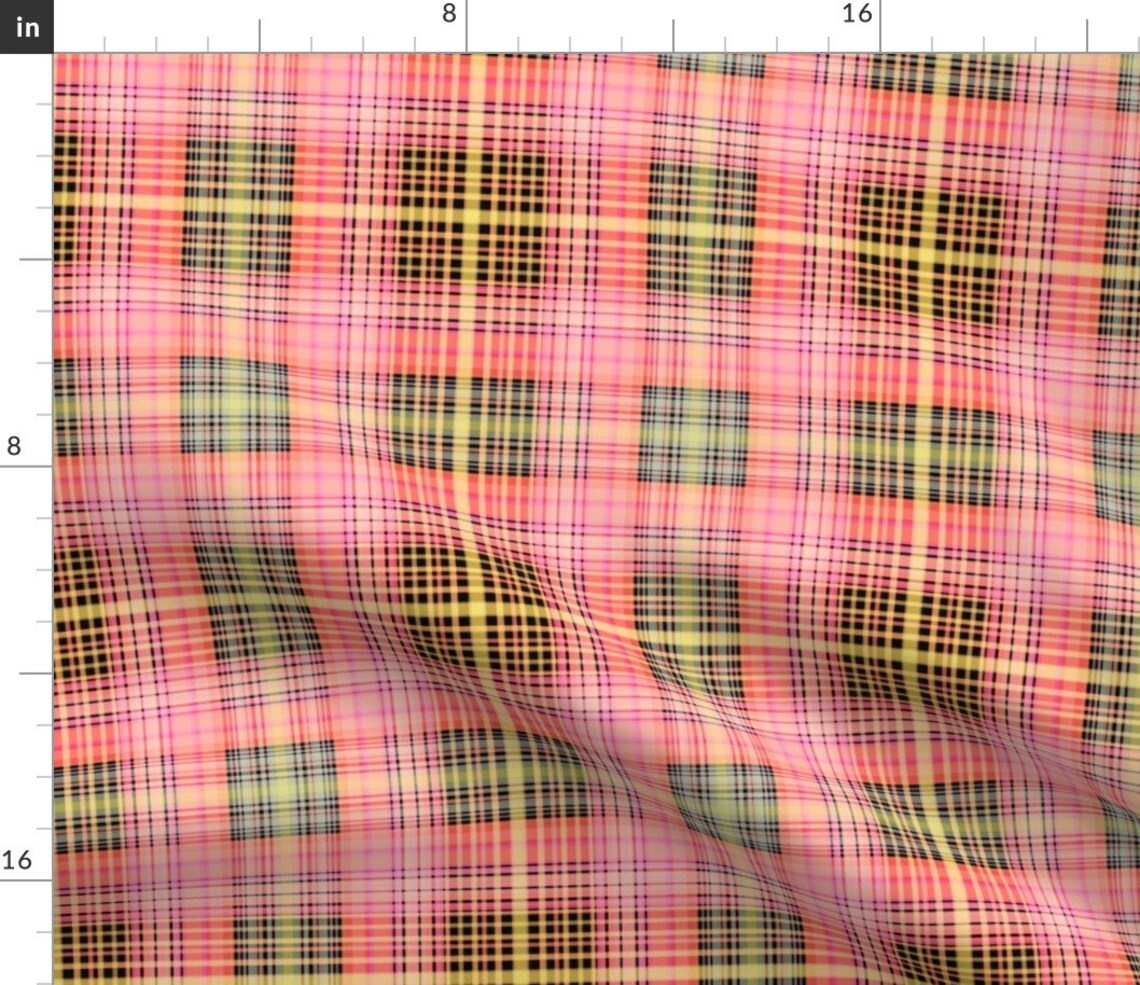 Plaid Fabric Coral Pink Plaid by Joanmclemore Plaid Home | Etsy