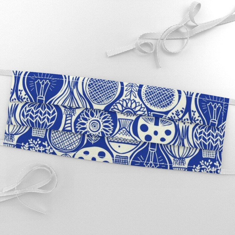 Blue Mod Ogee Fabric Ogee Icons by Laura May Mid Century - Etsy