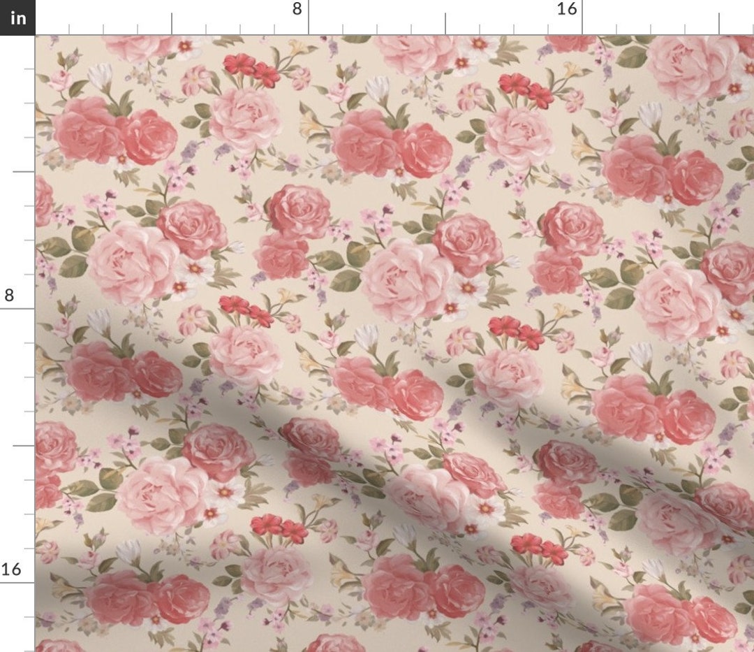 Vintage Chintz Fabric Victorian Roses by Geetanjali_behera Traditional ...