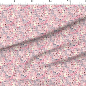 Pink Foxes Fabric Sleeping Fox Vintage Pink by Ewa Brzozowska Sleeping ...