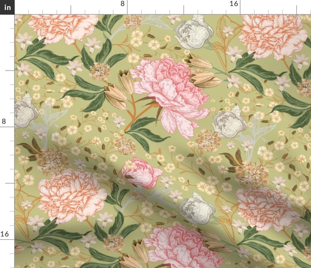 Chintz Spring Floral Illustration Fabric Jardin Anglais by Pylabest ...