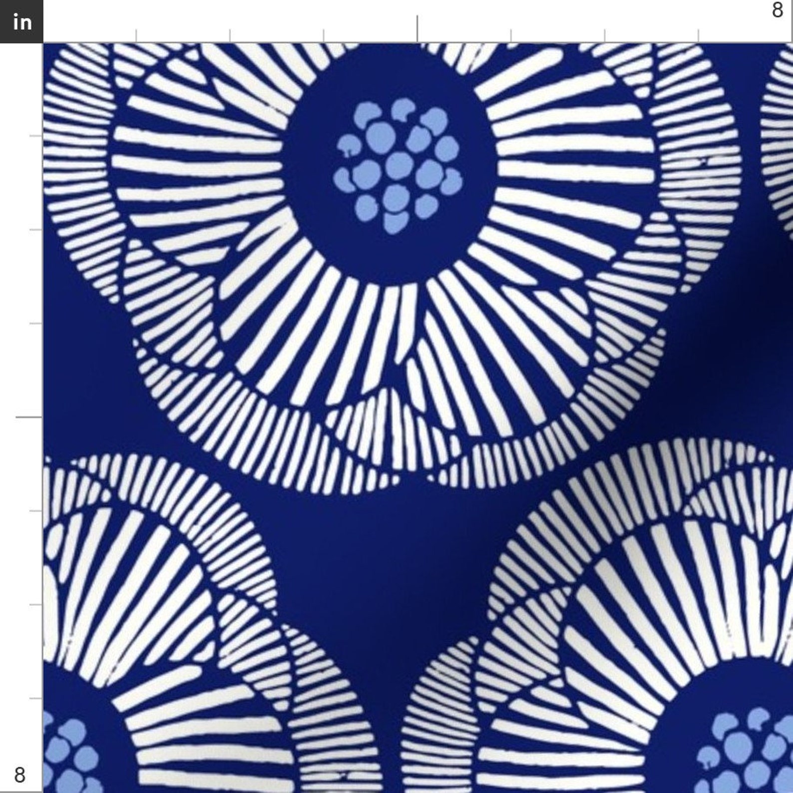 Bedding Blue Floral Fabric Camellia White on Dark - Etsy