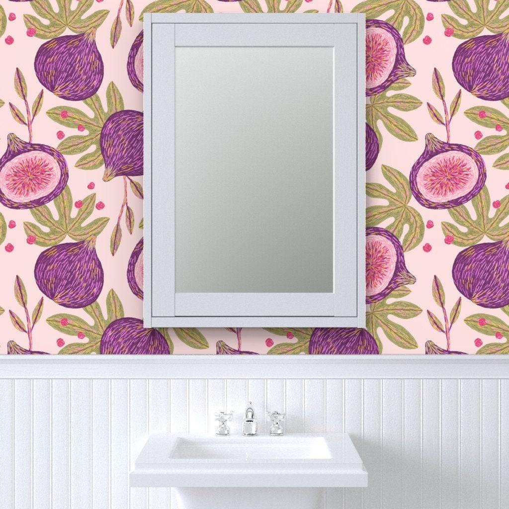 Botanical Figs Wallpaper Figs Embroidery by Kondratya | Etsy