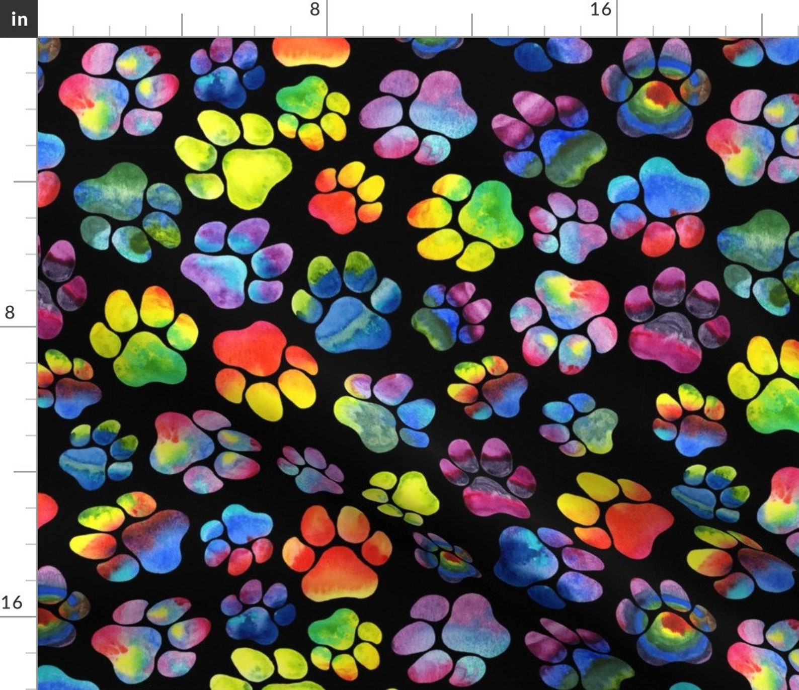 Rainbow Dog Paw Prints Fabric Rainbow Watercolor Pawprints - Etsy