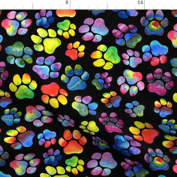 Paw Print Rainbow Fabric - Etsy